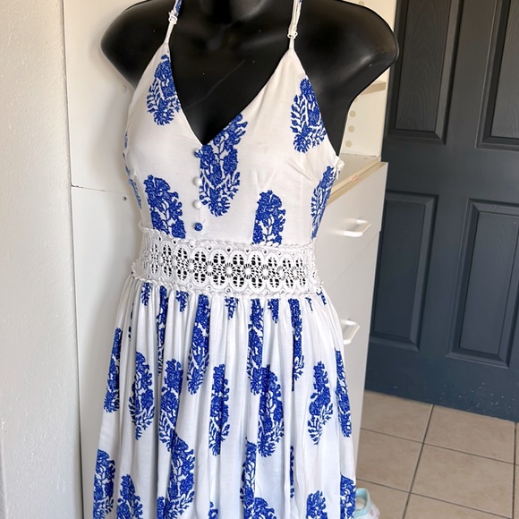 Dresses | Maxi Dress Blue Flower Print Maxi Dress | Poshmark